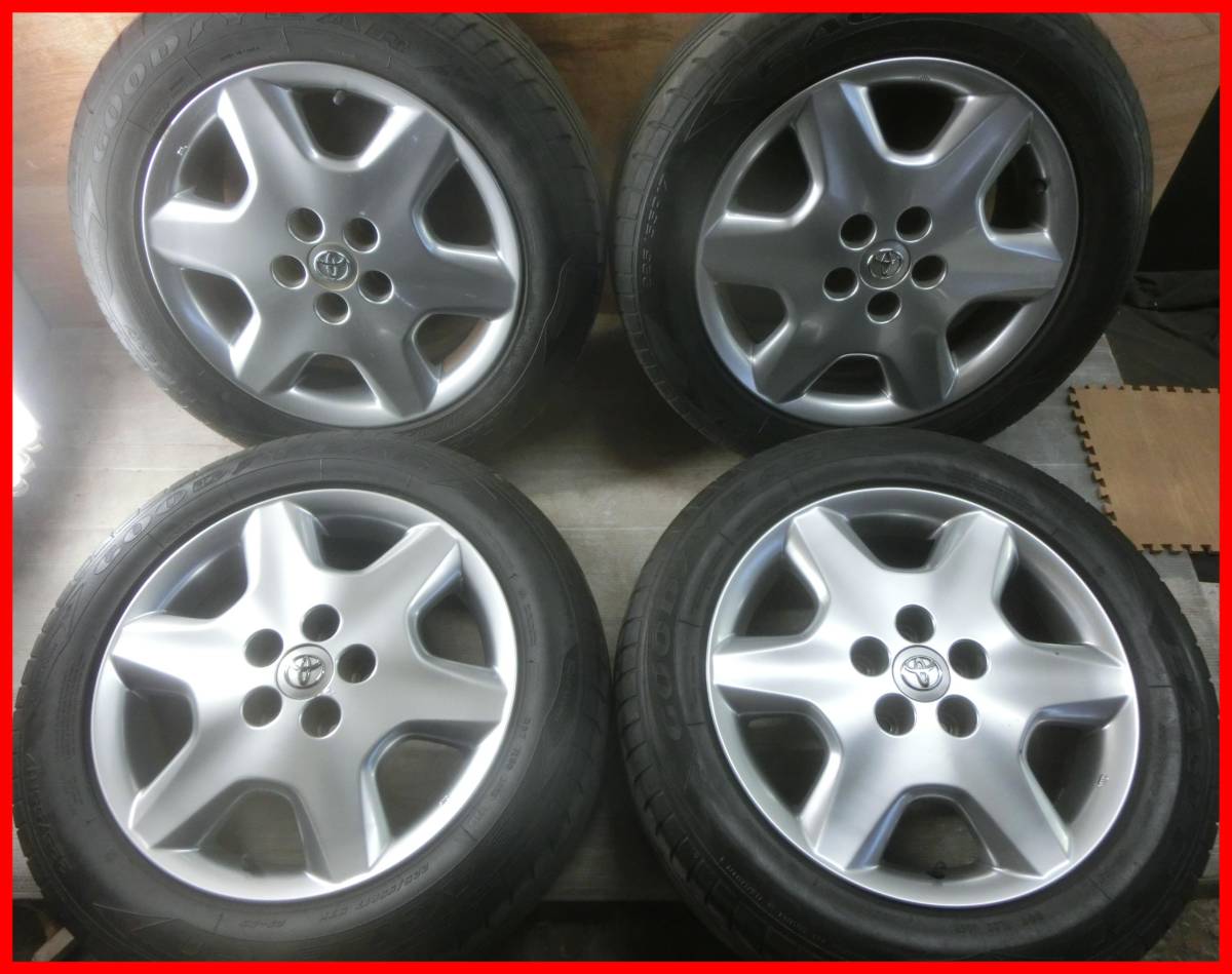 H1907 TOYOTA 30セルシオ 後期 17×7.5JJ+45 純正ホイール 225/55R17インチ タイヤ4本(ラジアルタイヤ ...