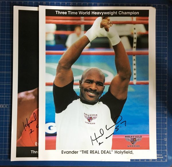NG17 イベンダー ホリフィールド Evander The Real Deal Holyfield 直筆サイン 2枚セット(ボクシング ...