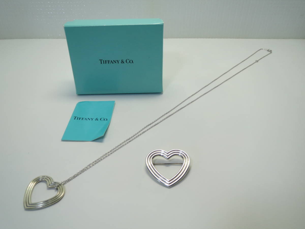 1円/ TIFFANY＆Co ティファニー シルバー925 MENARDハート ネックレス＆ブローチ セット(オープンハート)｜売買された ...