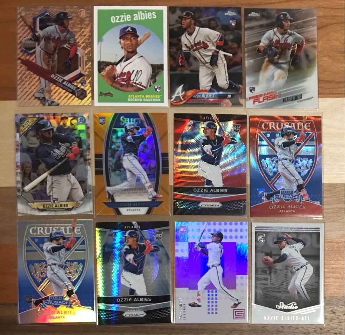 Ozzie Albies Braves RC 2018 High Tek Archives Panini Select 071/199 Prizm 037/199 Crusade 103/ ...