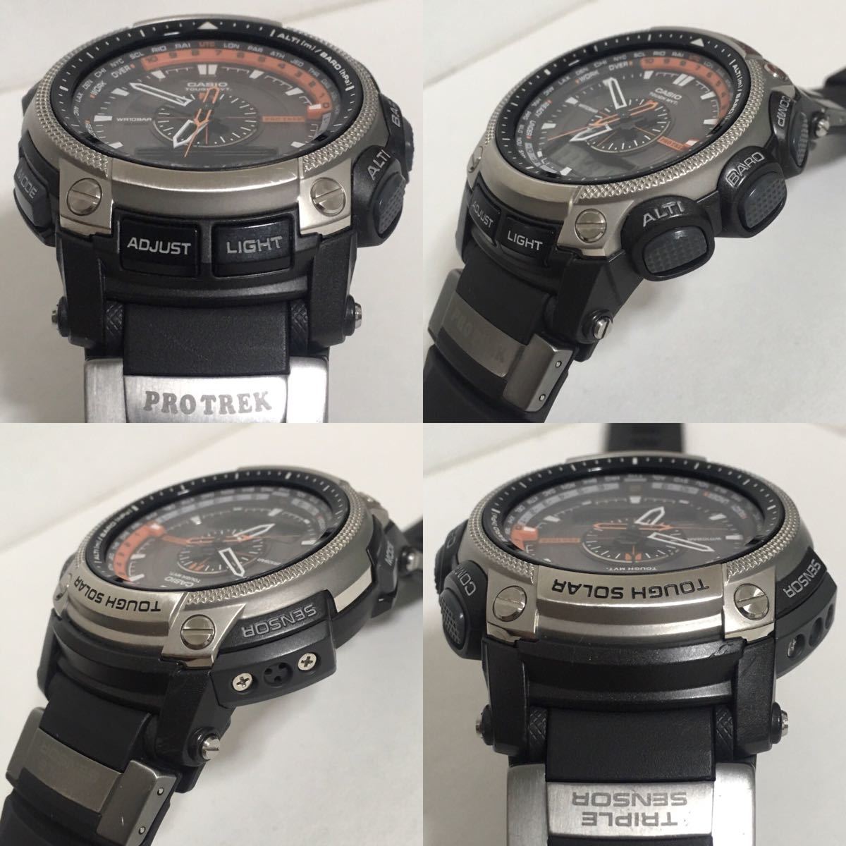 CASIO PRO TREK PRW-5000-1 タフソーラー 電波受信 マルチバンド6 方位.高度.温度計 トリプルセンサー アナデジ 箱 ...