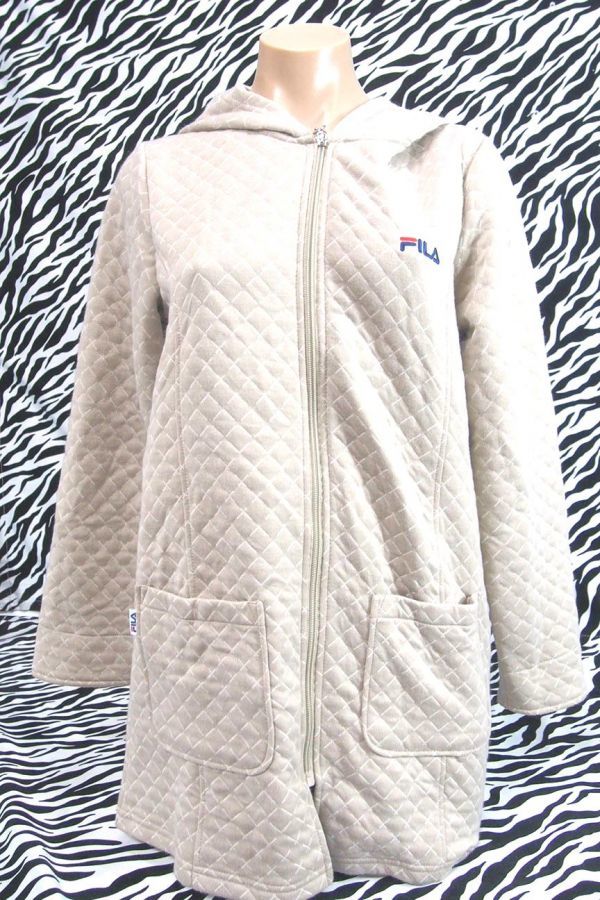 r1_1706M レディース FILAフィラ ロング丈 パーカー フード付 裏地ボーダー ジップアップ 長袖 ゴルフ アウトドア M ...