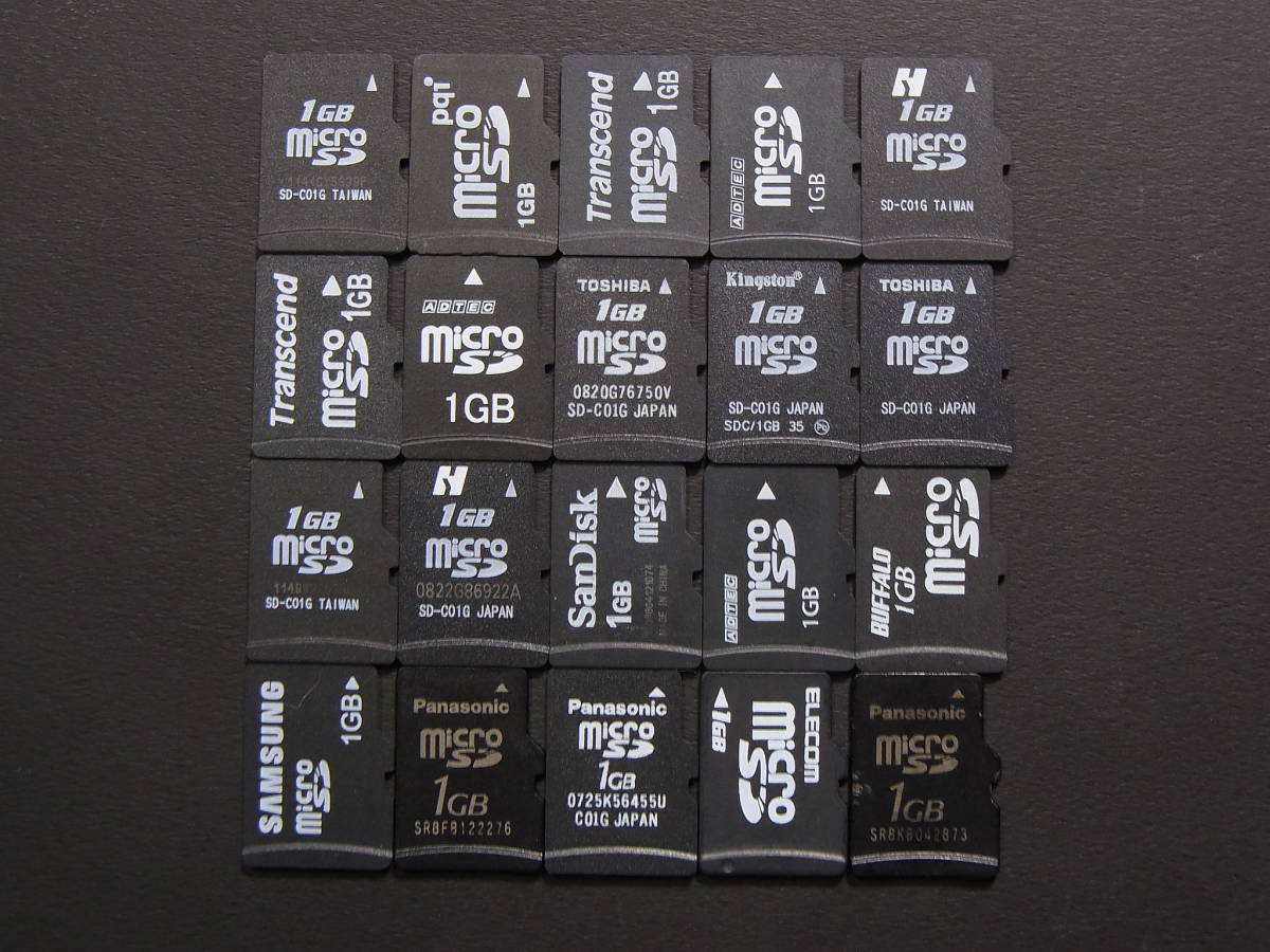 P38 マイクロSD micro SDカード 1GB 20枚 セット まとめて SanDisk/TOSHIBA など 色々 メモリーカード(1GB)｜売買されたオークション情報、yahooの ...