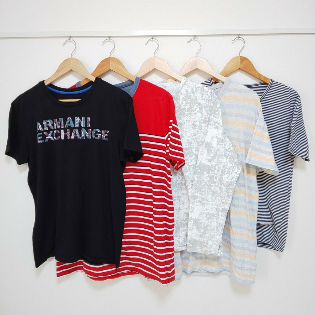 まとめ売り 半袖 Tシャツ 5着セット アルマーニ エクスチェンジ レイジブルー ギャップ メンズ 紳士 L ボーダー 完全 /T-614jh ...