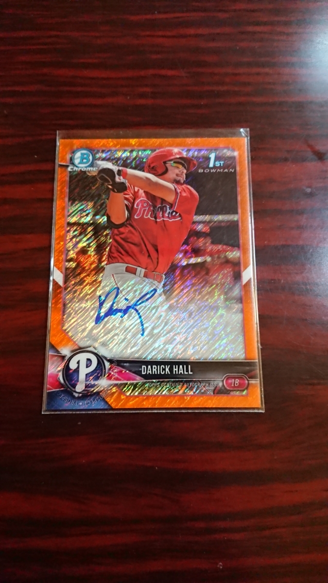 2018 Topps Bowman Chrome Autograph Darick Hall Philadelphia Phillies 25 ...