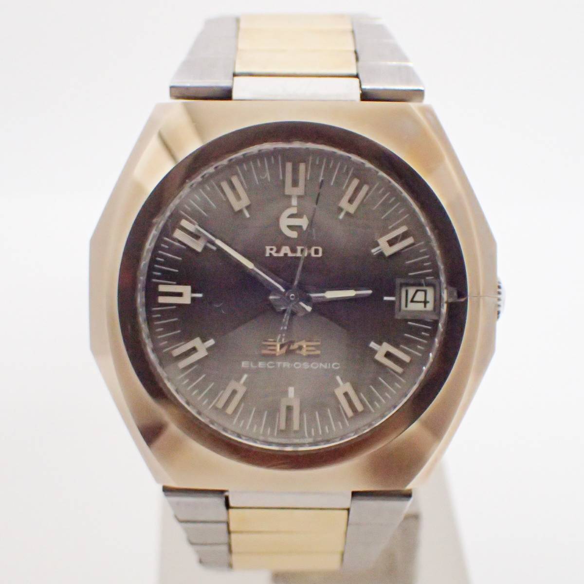 RADO ラドー ELECTROSONIC エレクトロソニック カットガラス デイト 純正バンド メンズ 腕時計 電池交換済み 稼働品 Q08 ...