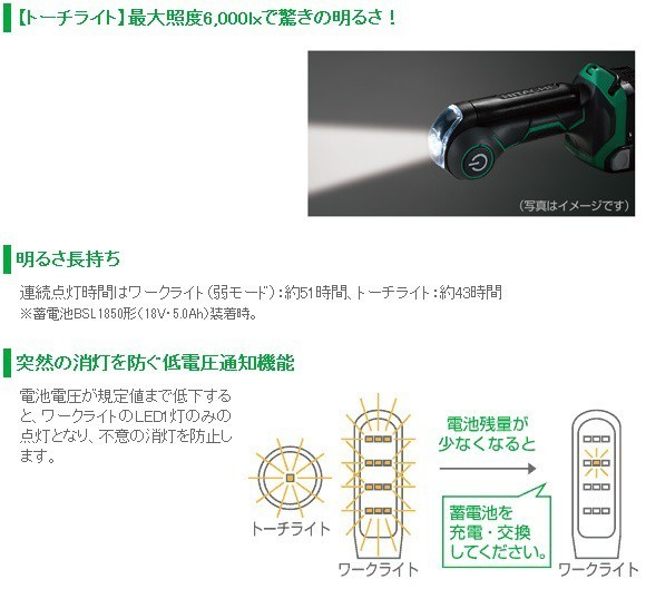 売れてます 日立 LED コードレスワークライト UB18DJL 18V-14.4V(作業用照明一般)｜売買されたオークション情報、yahoo ...