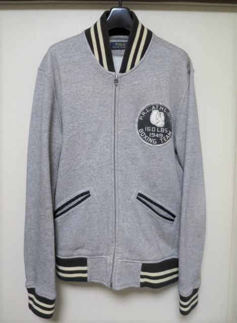 ポロ ラルフローレン スウェット スタジャン 実寸 M 霜降り TALONジップ RRL BOXING NEW YORK ボクシング ...