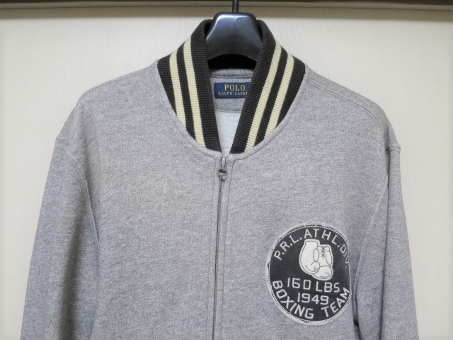 ポロ ラルフローレン スウェット スタジャン 実寸 M 霜降り TALONジップ RRL BOXING NEW YORK ボクシング ...