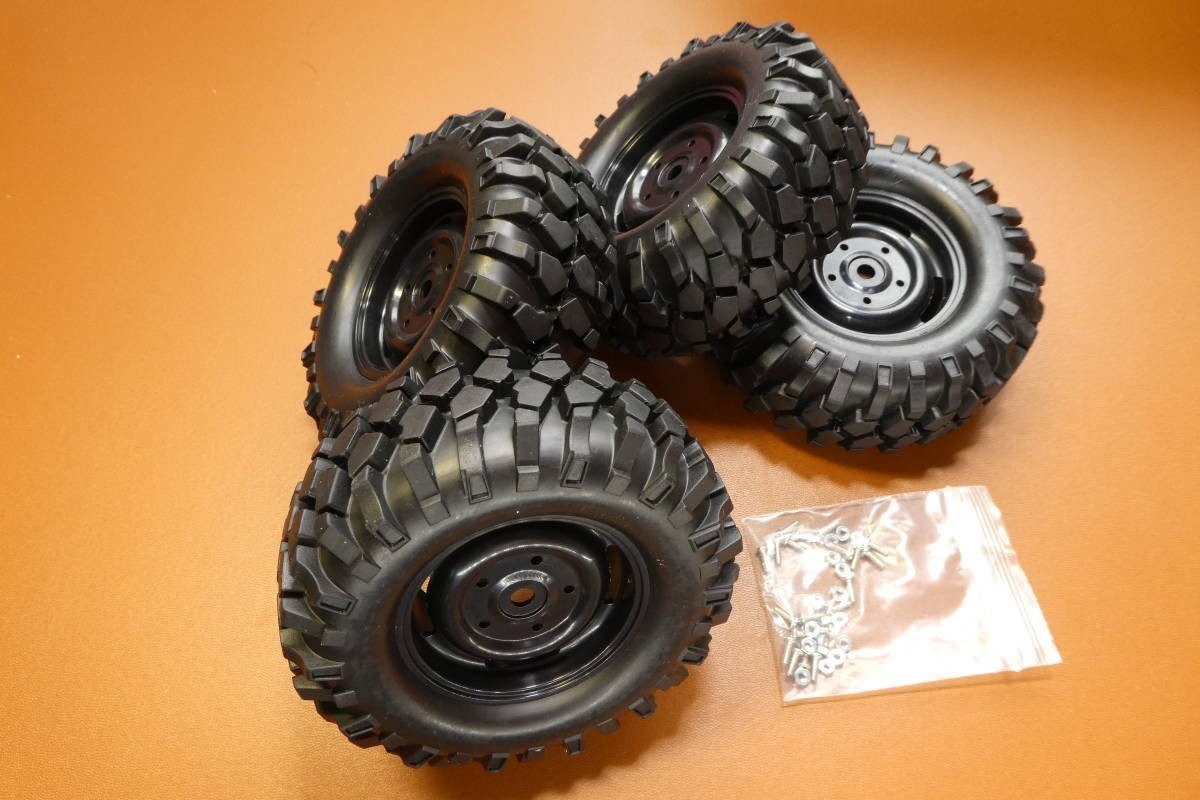 黒 全天候タイヤ4本セット AXIAL d90 scx10 RC4WD ヨコモ GS01 SAWBACK D110 MST CMX CC01 Kyosho Hpi タミヤCR01 TAMIYA ...