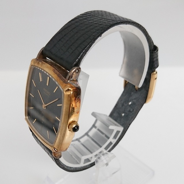 1円 SEIKO セイコー シャリオ メンズ クオーツ ASGP SILVER 925 7820-5360 腕時計 ブラック文字盤 純正ベルト ...