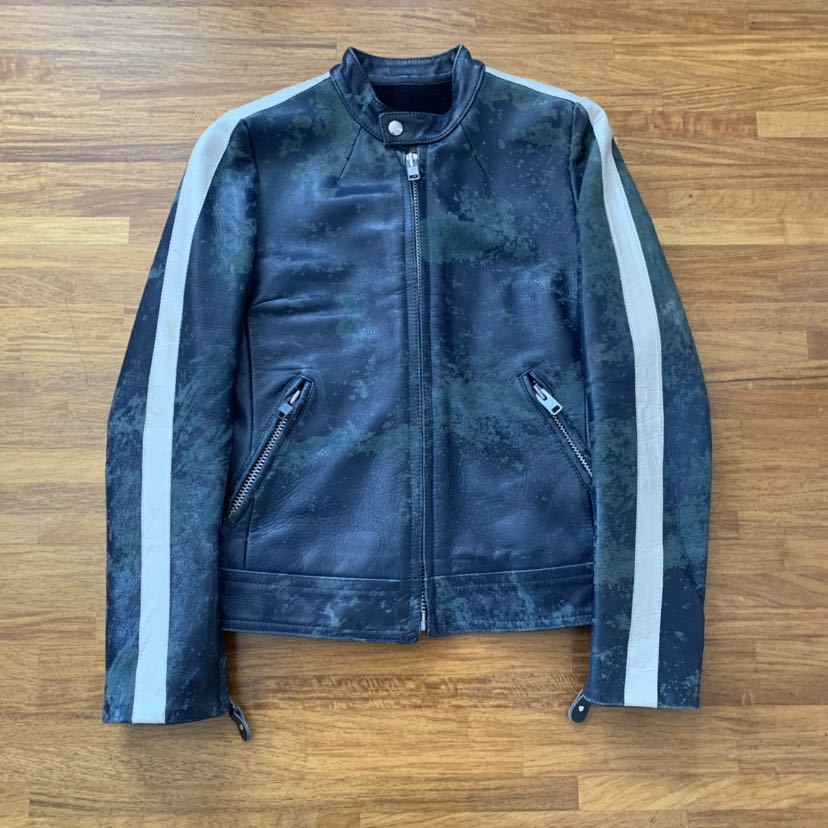 20471120 RECYCLED シングルライダースジャケット ライダース トライベンティ ダメージ加工 HYOMA ヒョーマ君 レザー(S ...