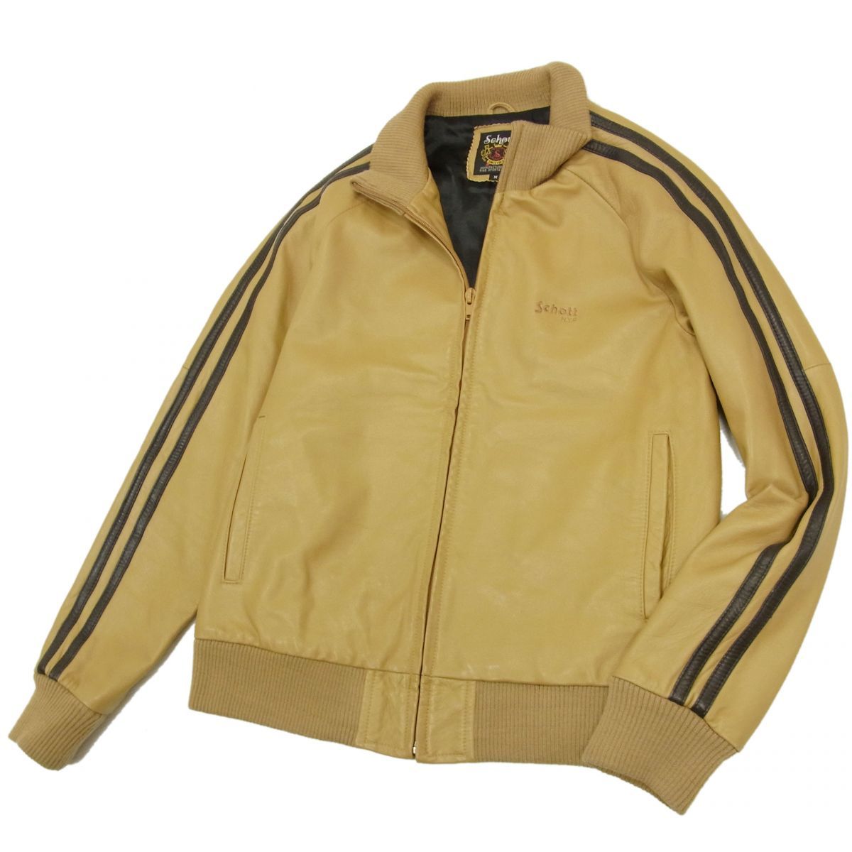 1円 ショット レザートラックジャケット 2本ライン リブニット メンズジャケット 3141006 株 上野商会 現行モデル Schott Sportswear(ライダースジャケット)｜売買さ ...