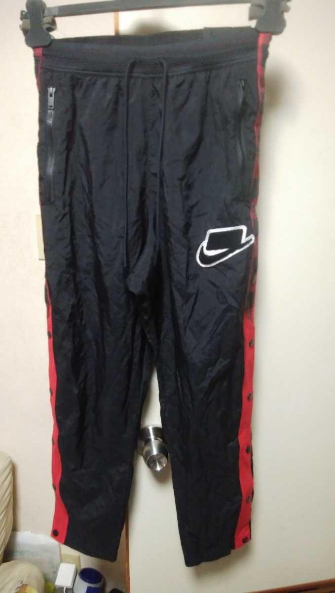 国内 正規品 NIKE SIDE BUTTON WOVEN PANTS S 黒×赤 TECH FLEECE PARKER JOGGER ...
