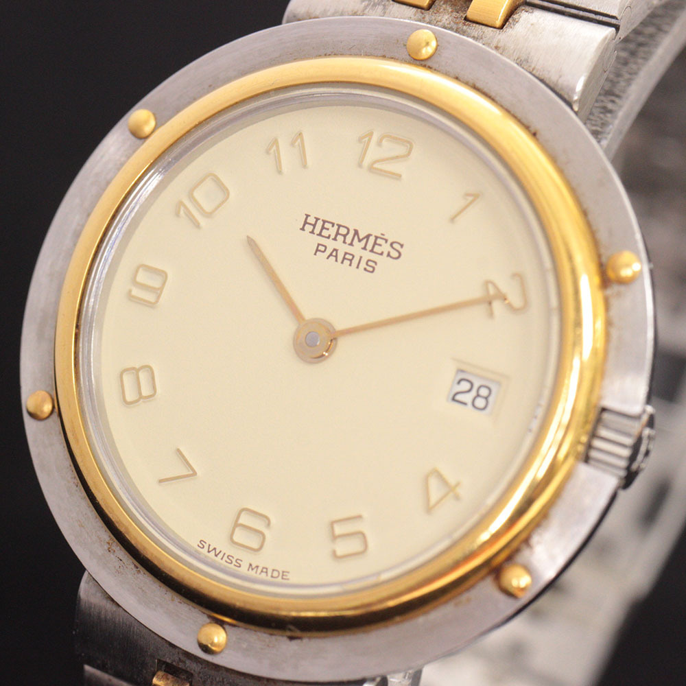 HERMES エルメス クリッパー 腕時計 38 1265 クォーツ 約52.1g レディース シルバー 文字盤アイボリー 箱付き 動作未確認 ジャンク(クリッパー)｜売買されたオークション ...