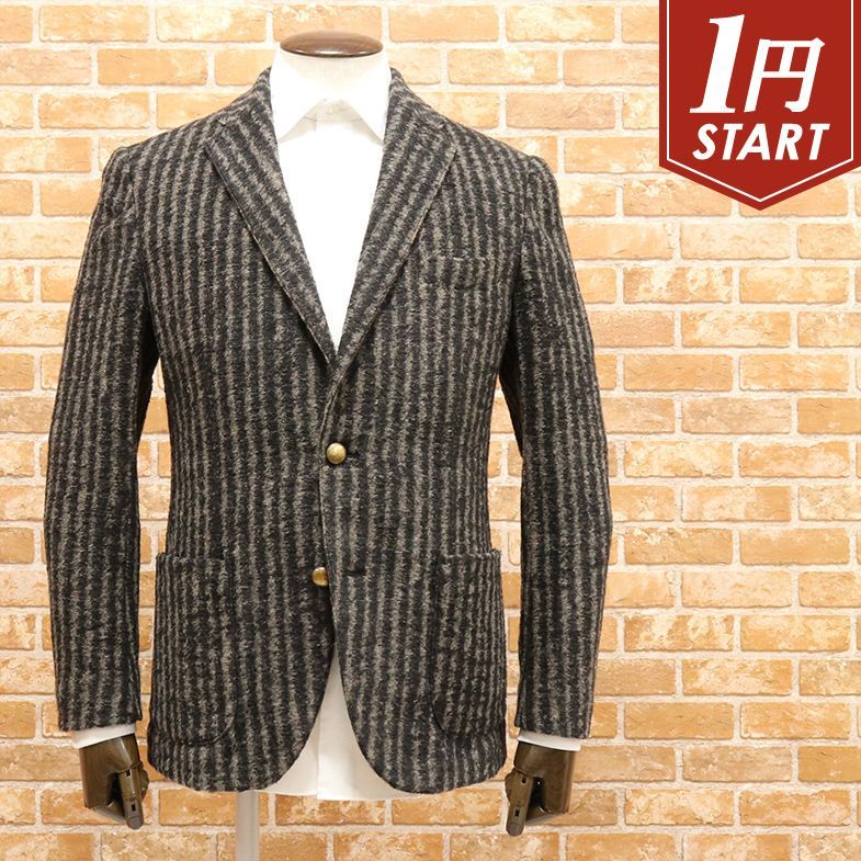 1円/秋冬/g-stag/48サイズ/ニットジャケット イタリーMAPEL社製スライバー ブークレー ストライプ リラックス /茶色/ブラウン/bb742/(Lサイズ)｜売買されたオークション ...