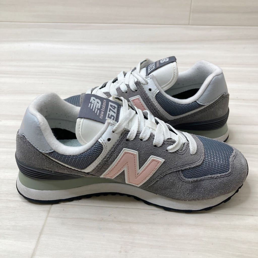 D’647 NEW BALANCE ニューバランス WL574 ローカットスニーカー 22.5cm B グレー ピンク ホワイト モデル(22 ...
