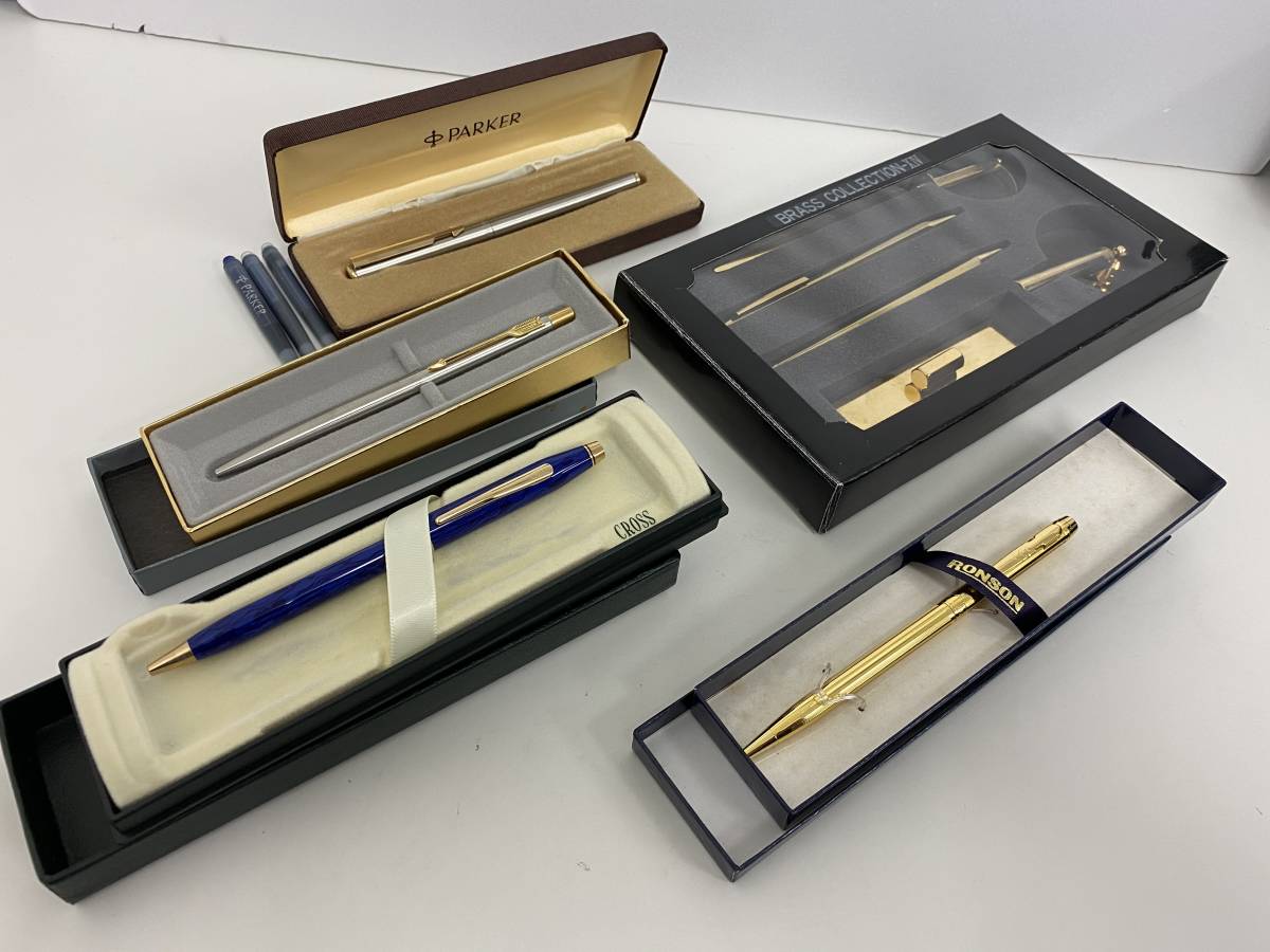 ボールペン4点まとめ＆BRASS COLLECTION-ⅩⅣ パーカー ロンソン クロス 箱付き 品 PARKER RONSON CROSS ...