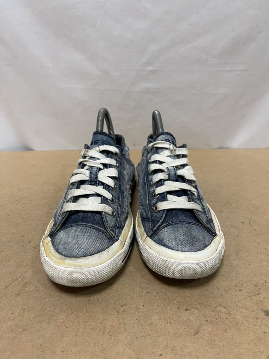 DIESEL ディーゼル RN 93243 EXPOSURE IV LOW デニムシューズ スニーカー ダメージ加工 ユーズド加工 古着 25 ...