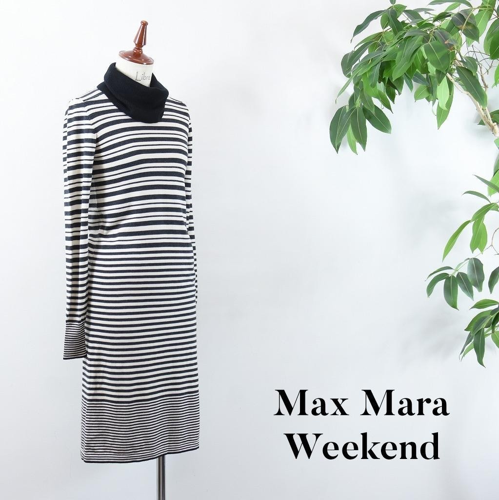 IC0021 Weekend Max Mara ウィークエンド マックスマーラ シルク混 ハイネック ニット ワンピース タイトシルエット ...
