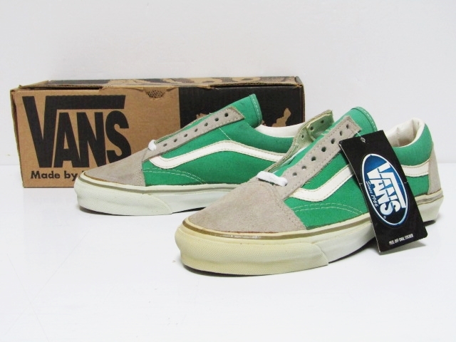 1円スタート 90s USA製 VTG VINTAGE VANS OLD SKOOL OG GREEN GREY DS US9 27cm ...