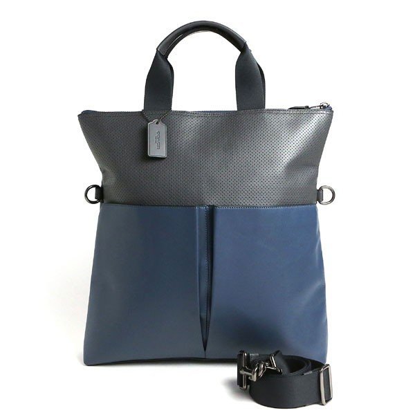 COACH コーチF57569 QBFB2 アウトレット CHARLES FOLDOVER TOTE グレー デニムブルー(トートバッグ ...