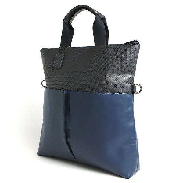 COACH コーチF57569 QBFB2 アウトレット CHARLES FOLDOVER TOTE グレー デニムブルー(トートバッグ ...