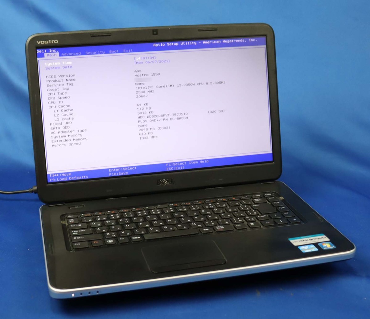 OS無 DELL Vostro 1550 P18F Core i3 2350M メモリ2GB HDD320GB Windows 15.6 ...