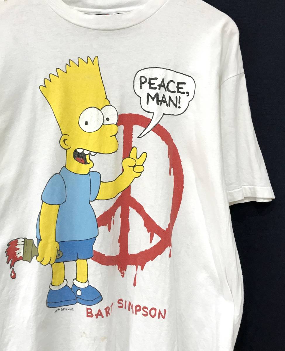 SIGNAL SPORTS BART SIMPSON PEACE MAN プリントTEE Tシャツ 古着 コットン 白 4270-1910 ...