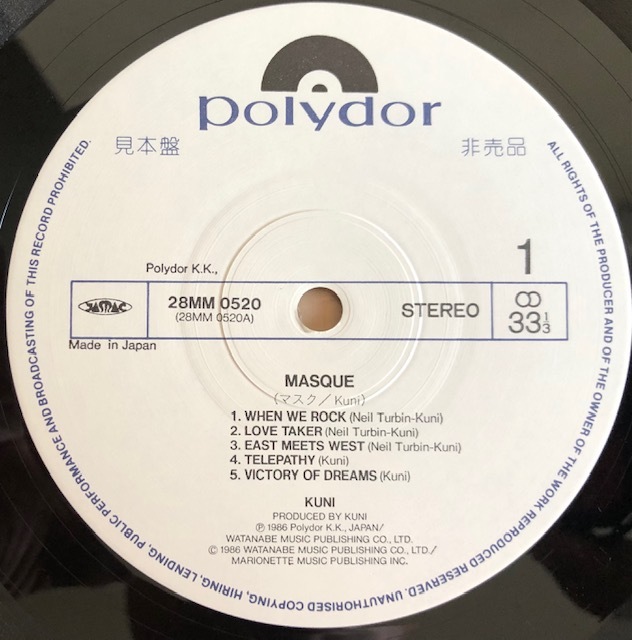 LP HR/HM/KUNI/MASQUE/POLYDOR 28MM 0520/国内86年ORIG PROMO/プロモ見本盤 STICKER ...