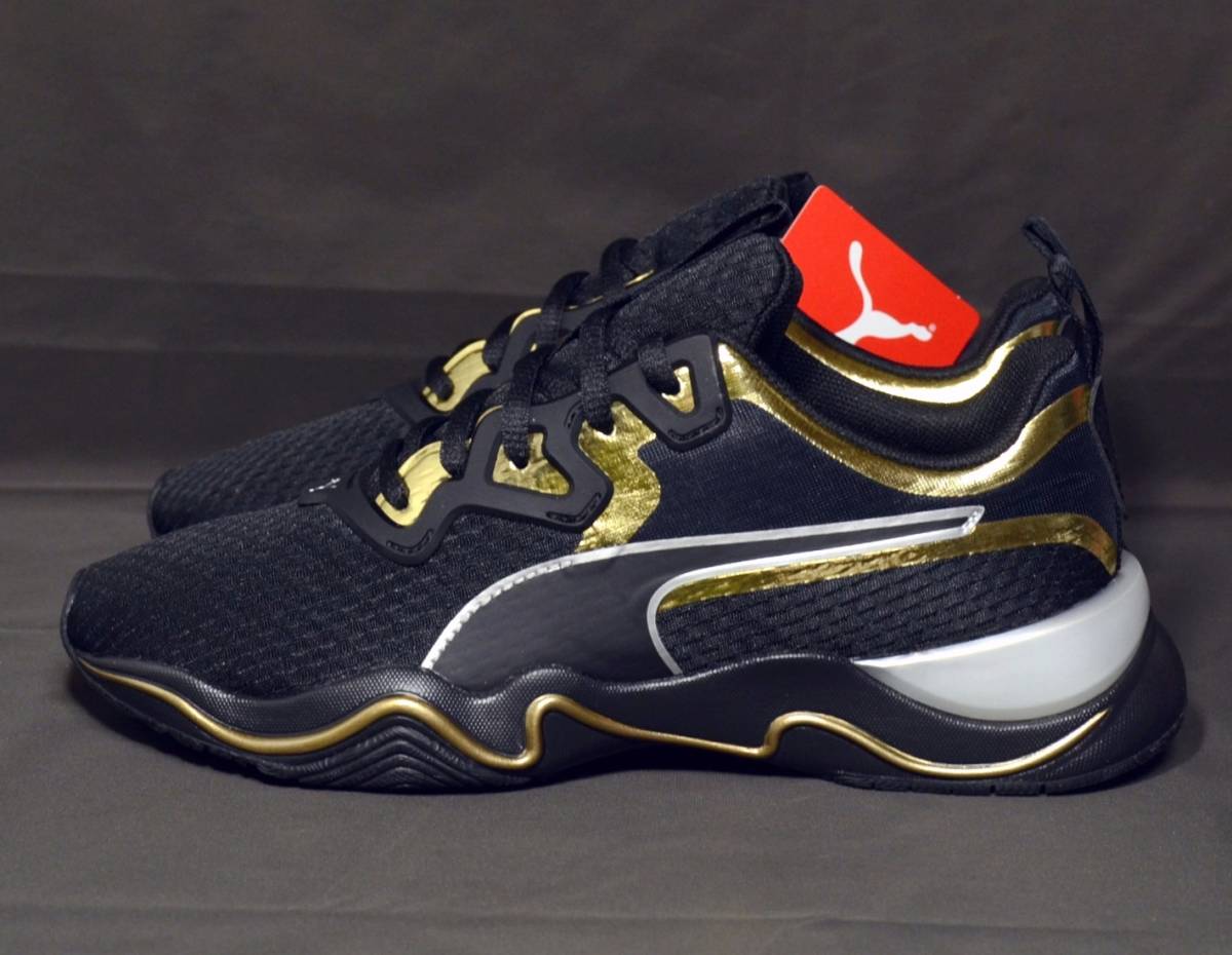 24cm PUMA プーマ ZONE XT METAL ゾーン XT メタル ウィメンズ ブラック ゴールド色 24センチ レディース ...