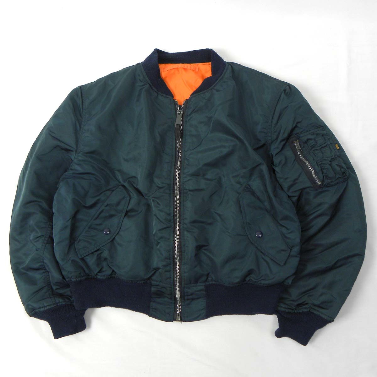 USA製 アルファ ALPHA INDUSTRIES INC MIL-J-8279 MA-1フライトジャケット ブルゾン リバーシブル XL ...