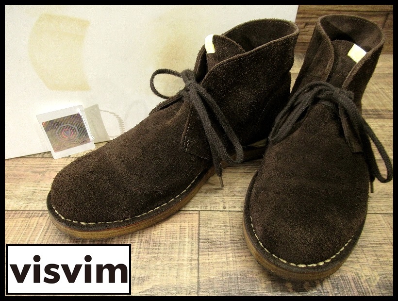 箱付 visvim ビズビム ISDT BOOTS-FOLK カーフスエード レザー デザート チャッカ ブーツ シューズ ダークブラウン ...