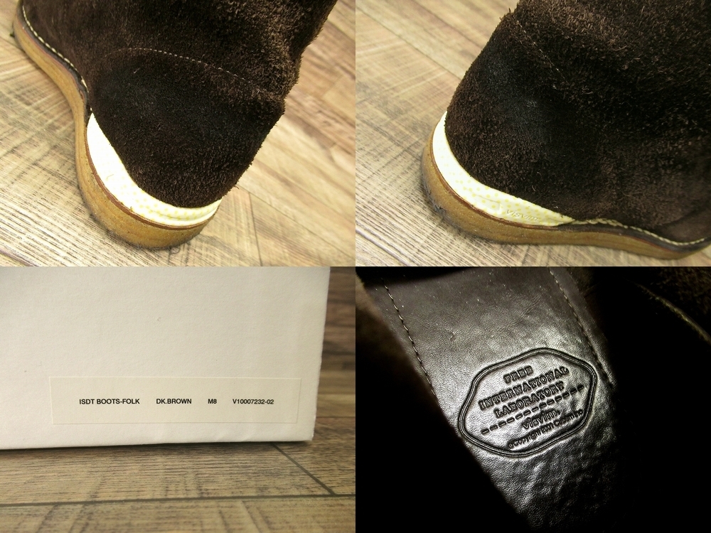 箱付 visvim ビズビム ISDT BOOTS-FOLK カーフスエード レザー デザート チャッカ ブーツ シューズ ダークブラウン ...