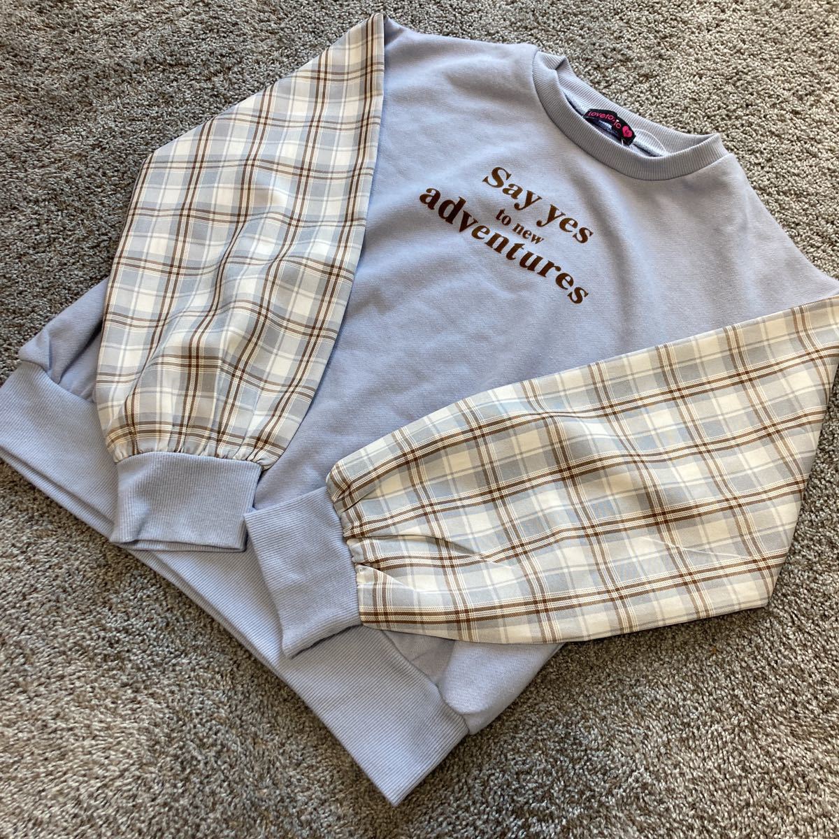 ラブトキシック LOVETOXIC 袖チェックプルオーバーサックスM150(150（145～154cm）)｜売買されたオークション情報、yahooの商品情報をアーカイブ公開 - オークファン ...