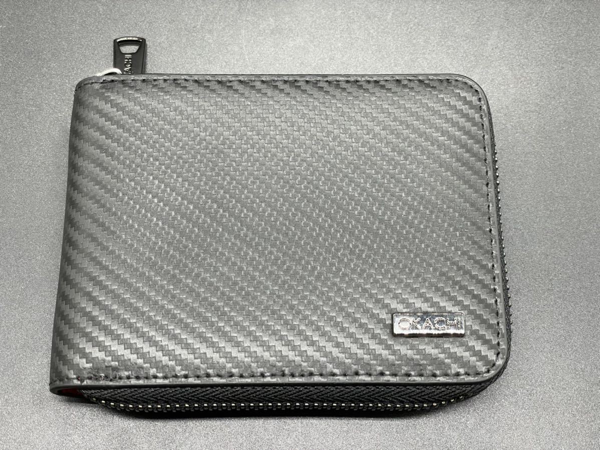 5559 OKACHI / オカチ レザー ラウンドファスナー 二つ折り財布 黒×赤 小銭入れ有(二つ折り財布（小銭入れあり）)｜売買された ...