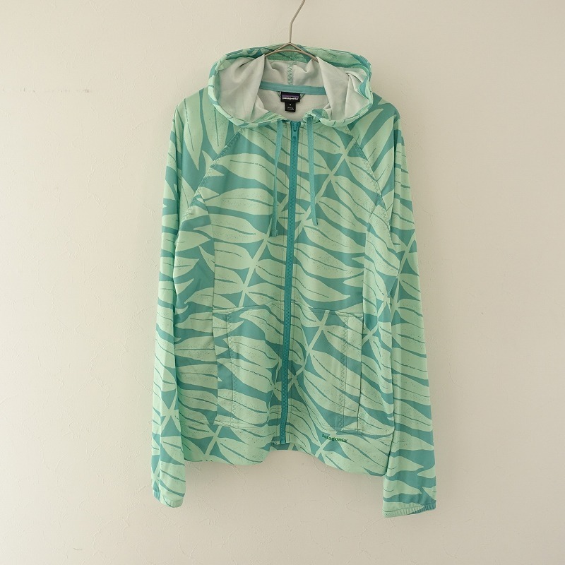 パタゴニア Patagonia コースタルハイドアウェイサンカバーフーディパーカー Sミント総柄ジップアップ0322 50D22(Sサイズ ...