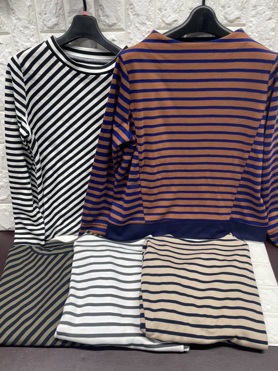 N691/ 5枚セット ボーダー ストレッチ カットソー 長袖 まとめ売り M-L(Mサイズ)｜売買されたオークション情報、yahooの商品 ...