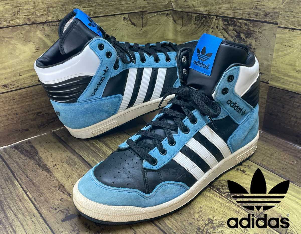 名機降臨 衝撃のコレクション アディダス プロコンファレンスHI 高級ハイカットレザースニーカー ライトブルー×ブラック×白 27cm(27.0cm)｜売買されたオークション情報、yahooの ...