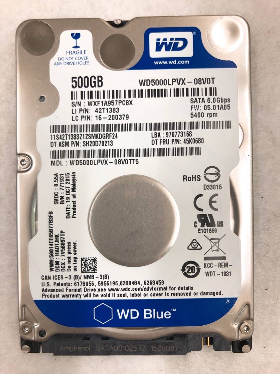 簡易チェックOK Western Digital WD5000LPVX 500GB ハードディスク RO-0606-05(500GB～)｜売買 ...