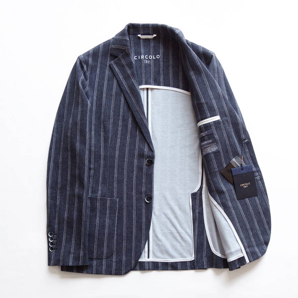 CIRCOLO1901 チルコロ 春夏 デニムストライププリント鹿の子ジャージージャケット CN2576 インディゴブルー 48 69 300円(テーラードジャケット、ブレザー)｜売買された ...