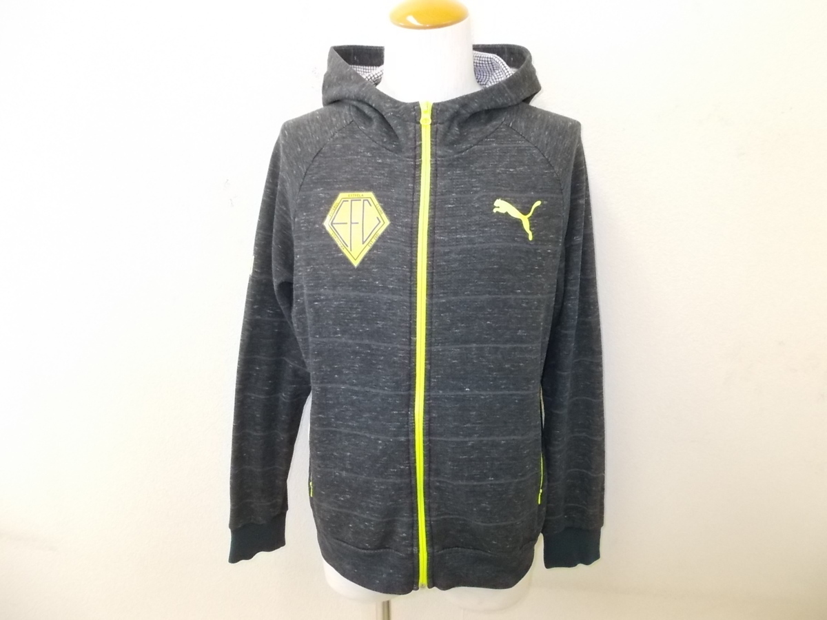 e177 PUMA DRY CELL 裏起毛ストレッチスウェットジャケット プーマ #514762 XLサイズ グレー色系 ESTRELA FUTEBOL CLUBEロゴプリント4B(トップス ...