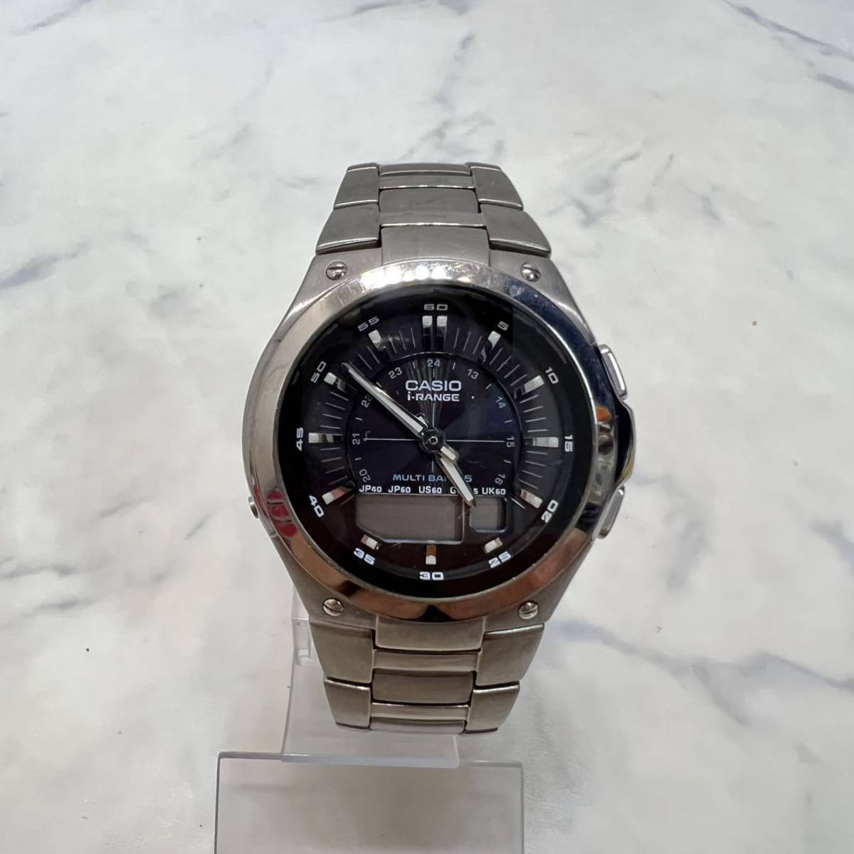 カシオ/CASIO メンズ 腕時計 i-RANGE アイレンジ MULTI BAND5 タフソーラー 電波時計 文字盤ブラック チタンバンド ...