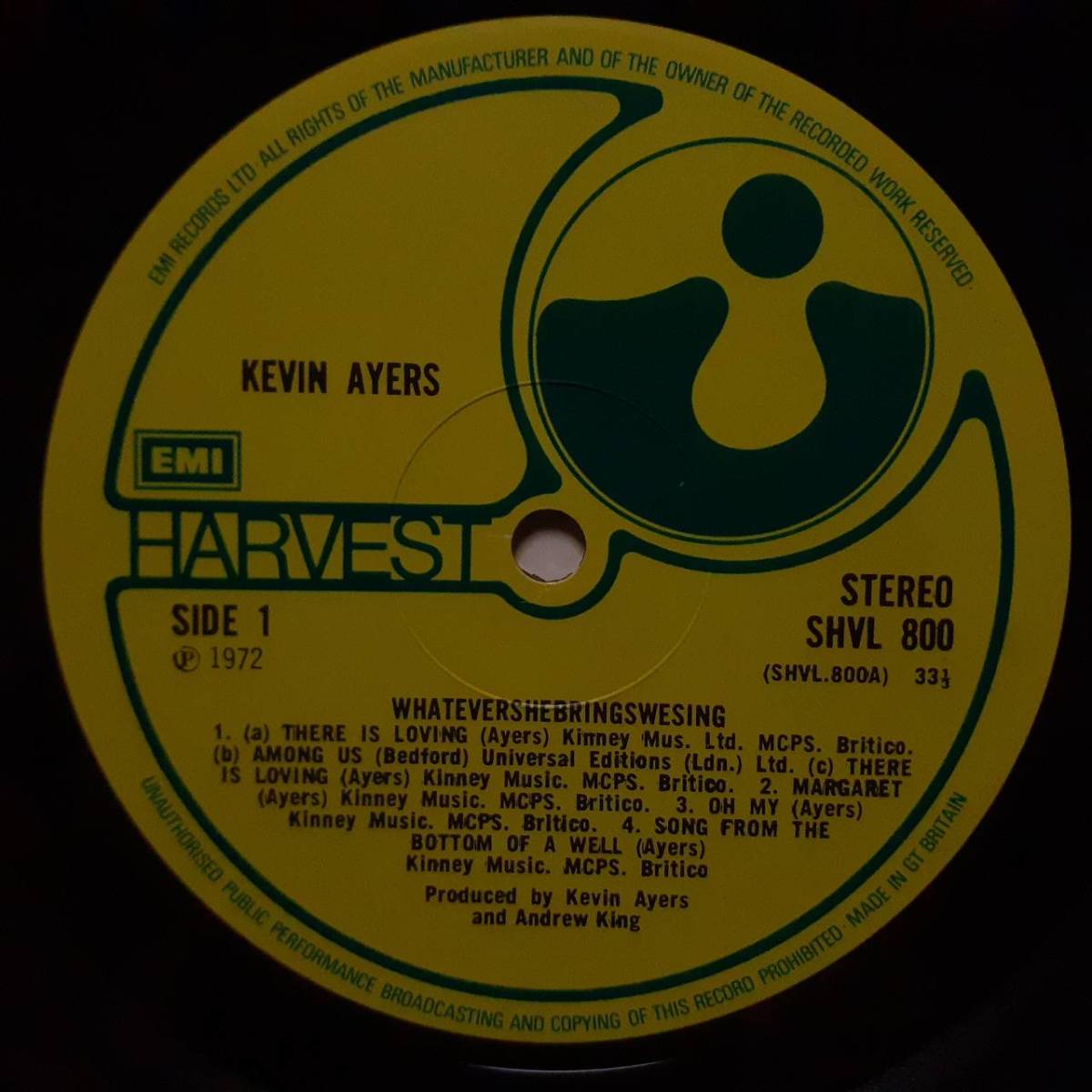 英HARVESTオリジLP マト枝A-1 Kevin Ayers /Whatevershebringswesing 72年 SHVL800 Robert Wyatt Mike Oldfield ...