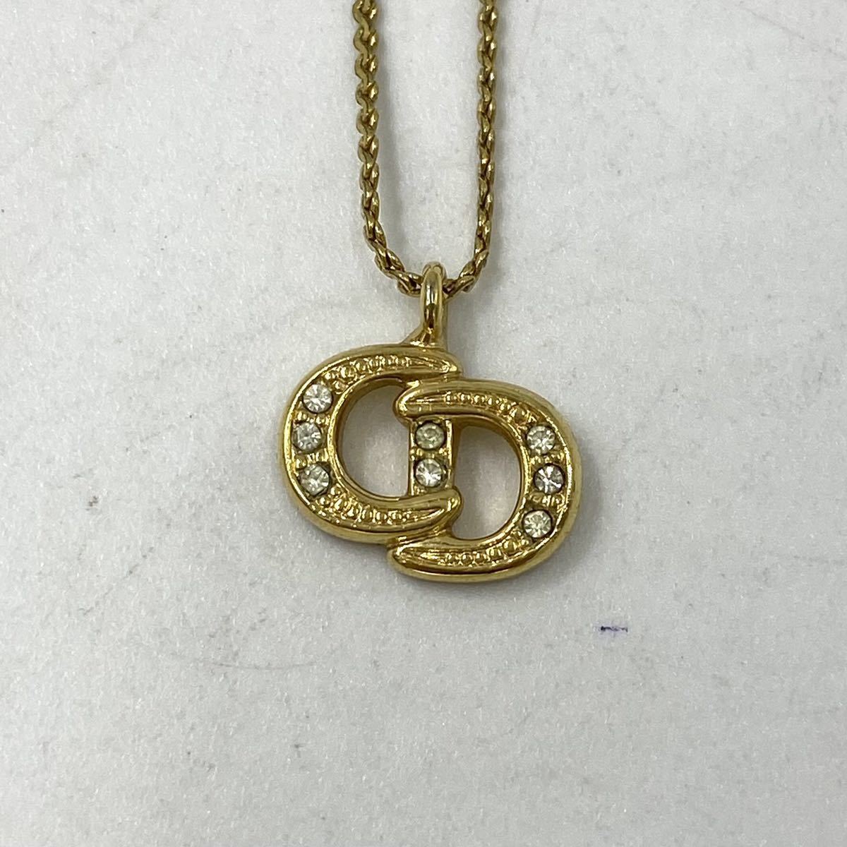 Christian Dior ディオール ネックレス ゴールド CDロゴ ラインストーン P1741(ネックレス（トップつき）)｜売買された ...