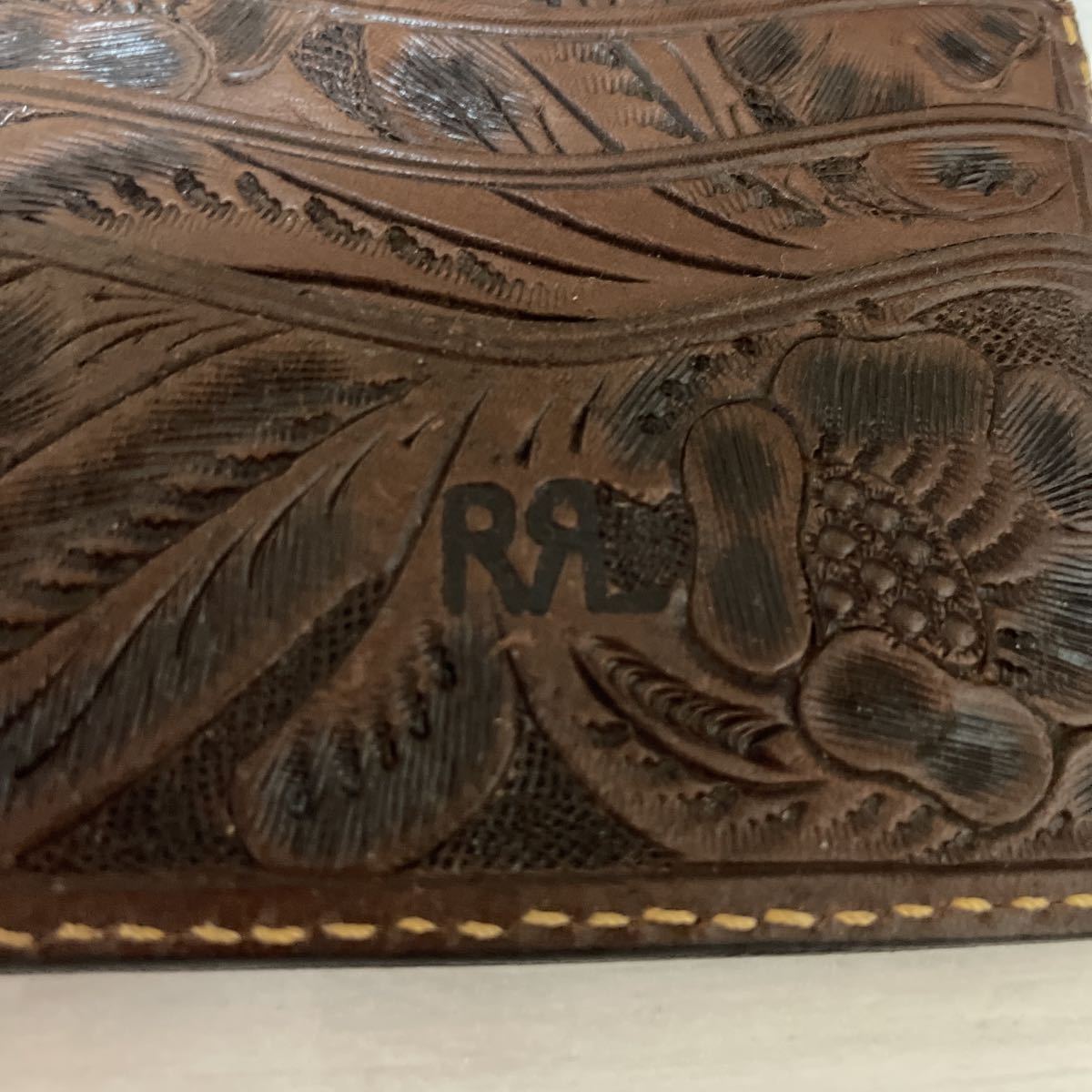 RRL DOUBLE RL Hand-Tooled Leather Bill Fold Wallet ダブルアールエル レザーウォレット(男性 ...