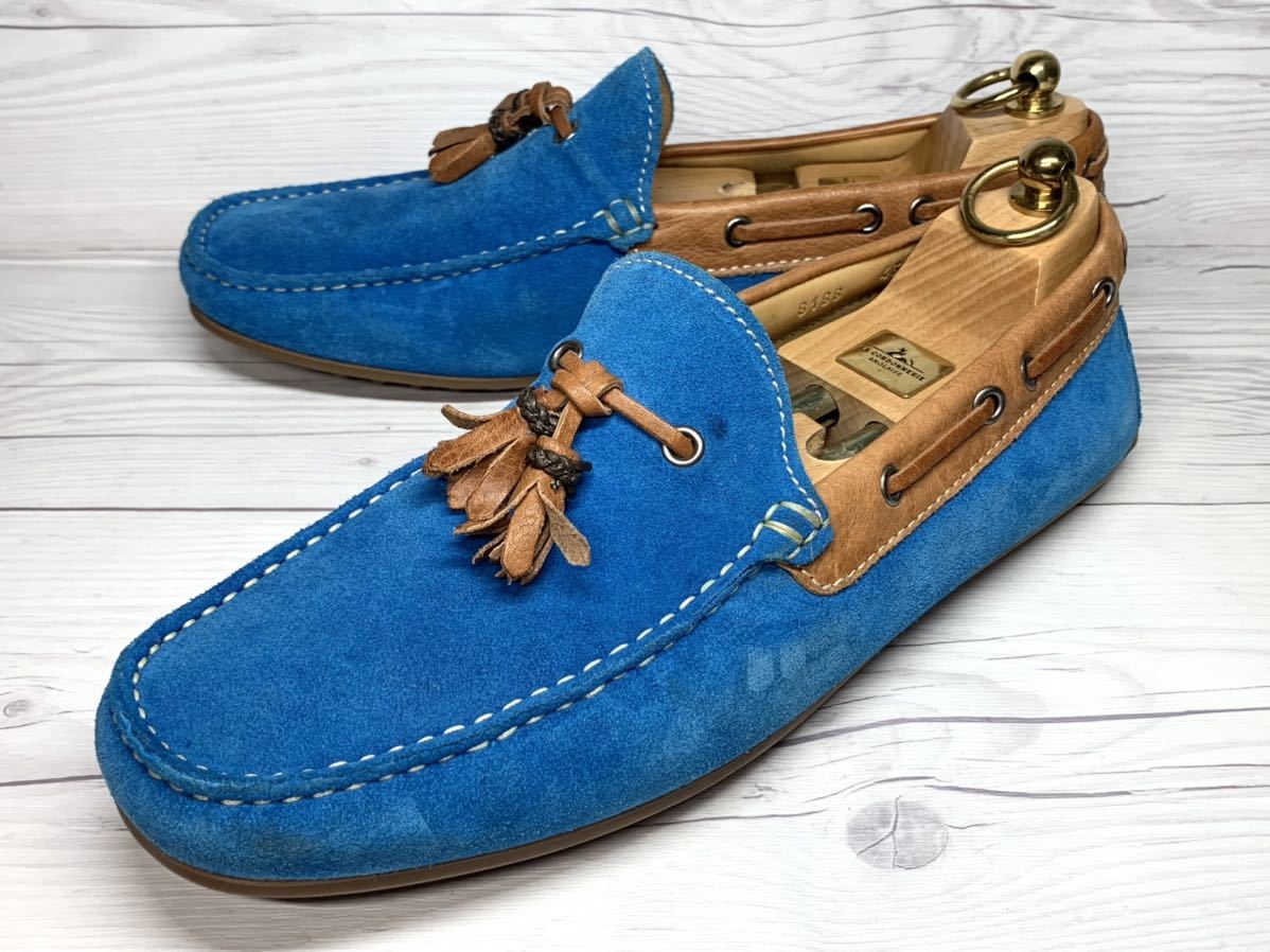 Paul Stuart 26.5cm程度 43 レザー スリッポン ポールスチュアート メンズ スエード 本皮 革靴 タッセル くつ 青 ...