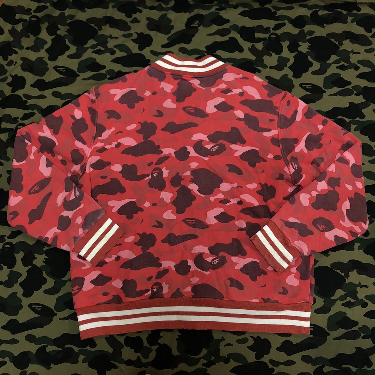 XL sweat varsity jacket pharrell camo BAPE エイプ A BATHING APE スウェット ...