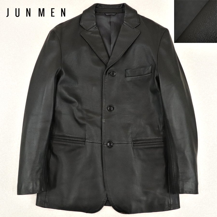 定価￥58 800 JUNMEN ジュンメン 羊革ラムレザー 3つボタン テーラードジャケット 黒 ブラック M(Mサイズ)｜売買されたオークション情報、yahooの商品情報をアーカイブ公開 ...