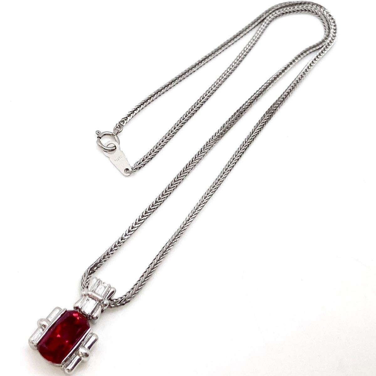 Crescent Vert クレサンベール Pt950/Pt850 天然ダイヤモンド&ルビーネックレス 17.5g 42.0cm 4.59ct 0.20ct ruby diamond ...